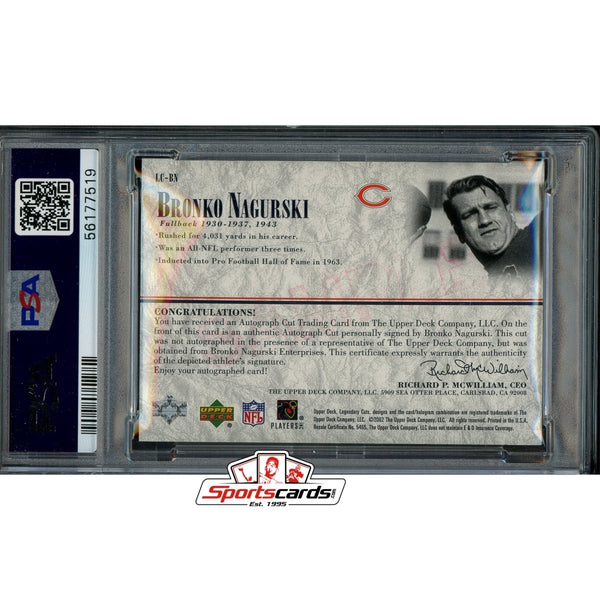 2002 SP Legendary Cuts Bronko Nagurski Cut Signature Auto PSA #LC-BN 2 ...